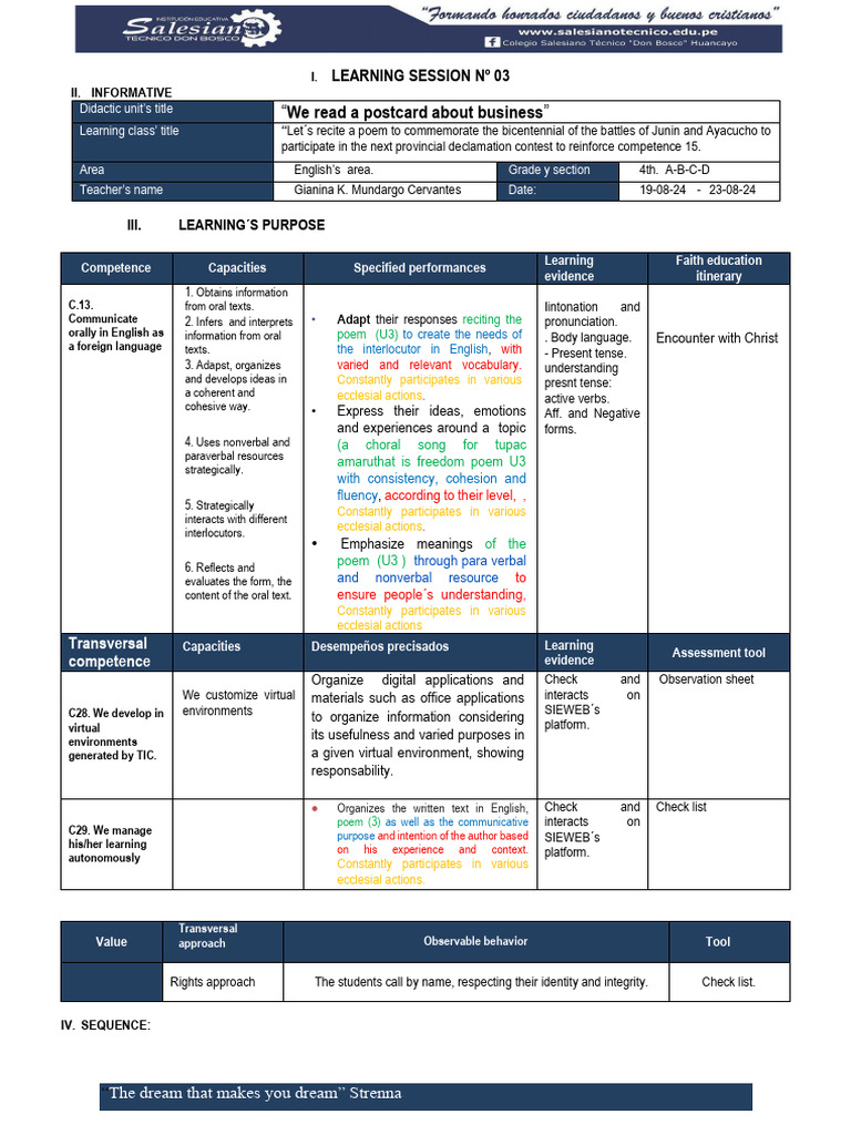 SIEWEB Sessión03-4th-IIIB | PDF | English Language | Human Communication