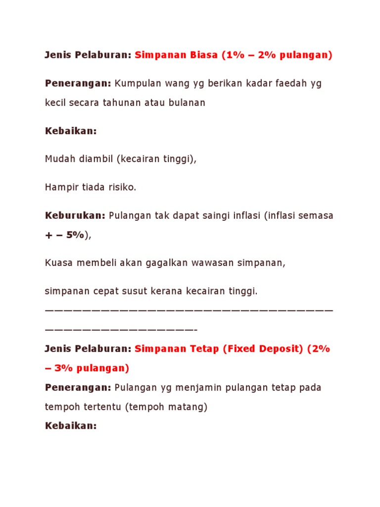 Jenis Pelaburan | PDF