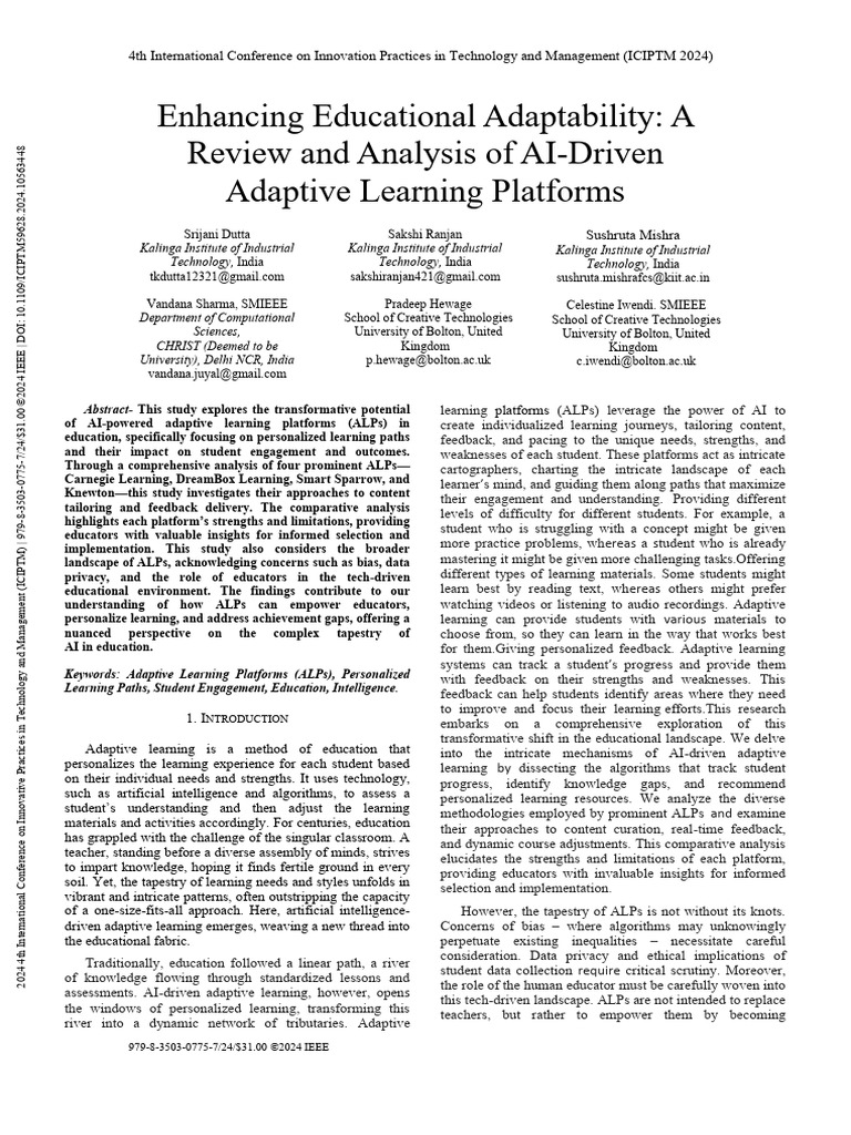 Enhancing Educational Adaptability A Review and Analysis of AI-Driven ...