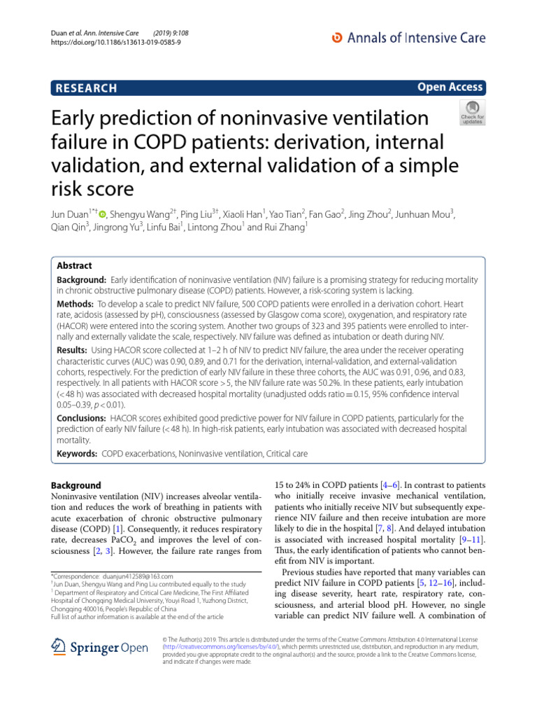 COPD NIV Failure Risk Score | PDF | Blood Pressure | Clinical Medicine