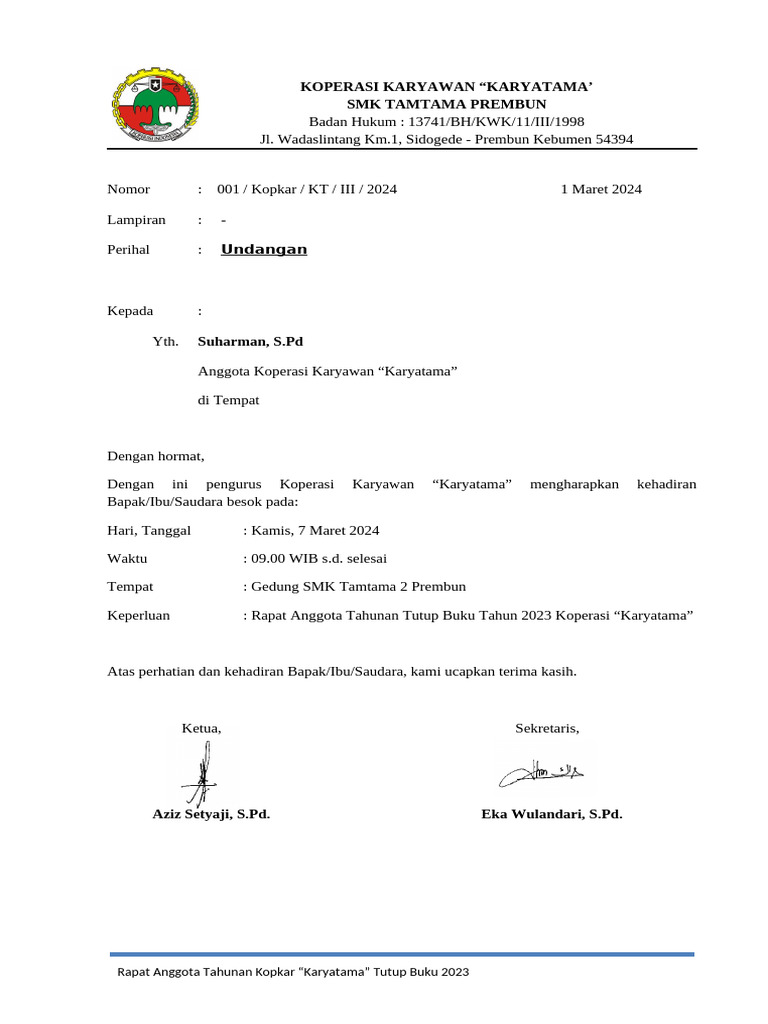 Undangan Rapat | PDF