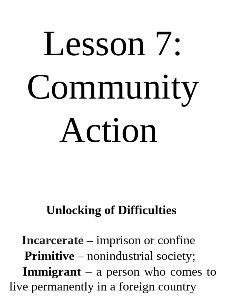 Lesson 7 Community Action | PDF | Community | Citizenship
