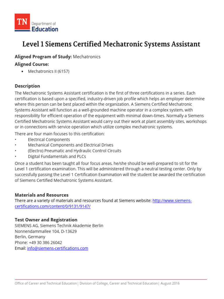 Cte Sic Advmanu Siemens | PDF | Mechatronics | Vocational Education