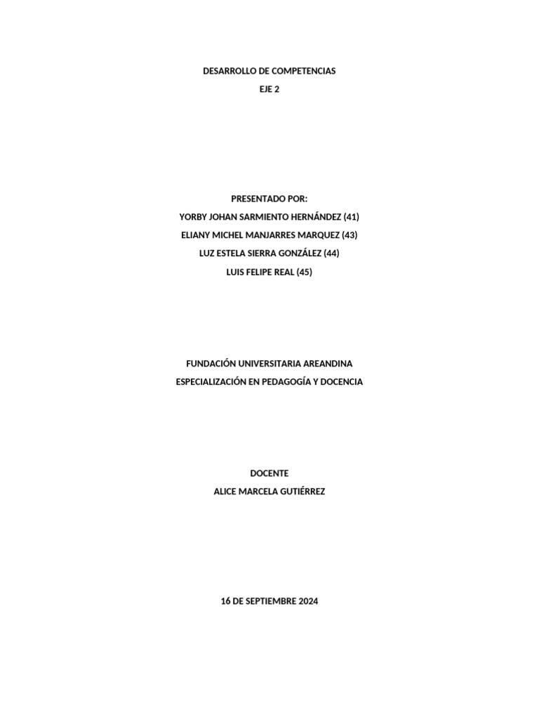Eje 2 Desarrollo de Competencias | PDF | Aprendizaje | Maestros