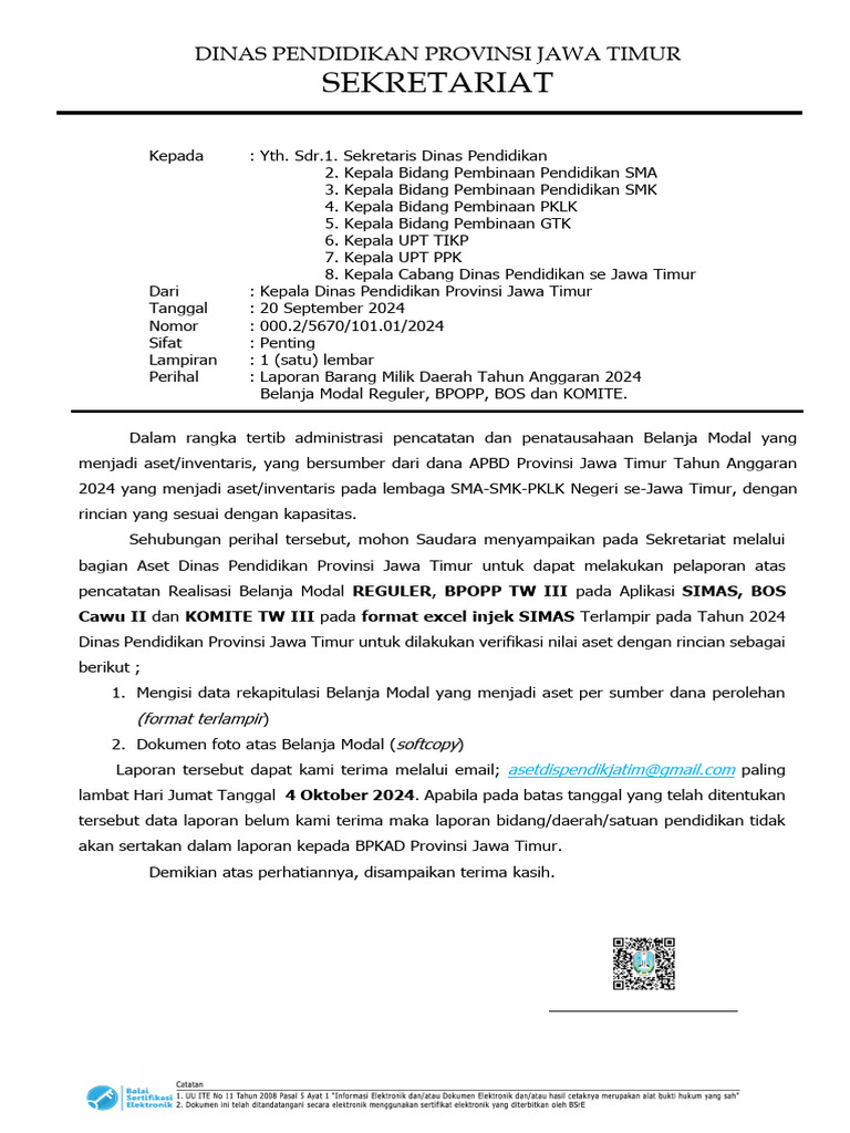 Nodin Belanja Modal Cawu II Dan Bpopp TW Iii - Sign | PDF