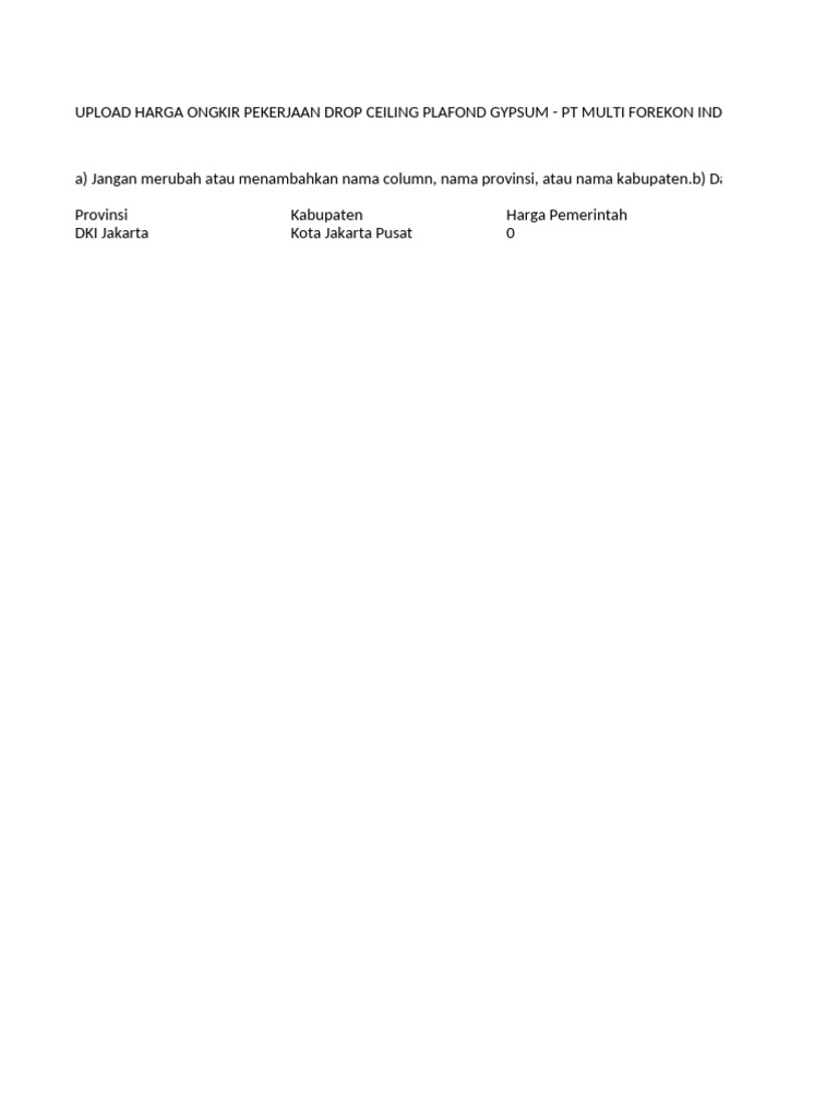 Ongkir Drop Ceiling Gypsum PT Multi Forekon | PDF | Griya & Taman ...