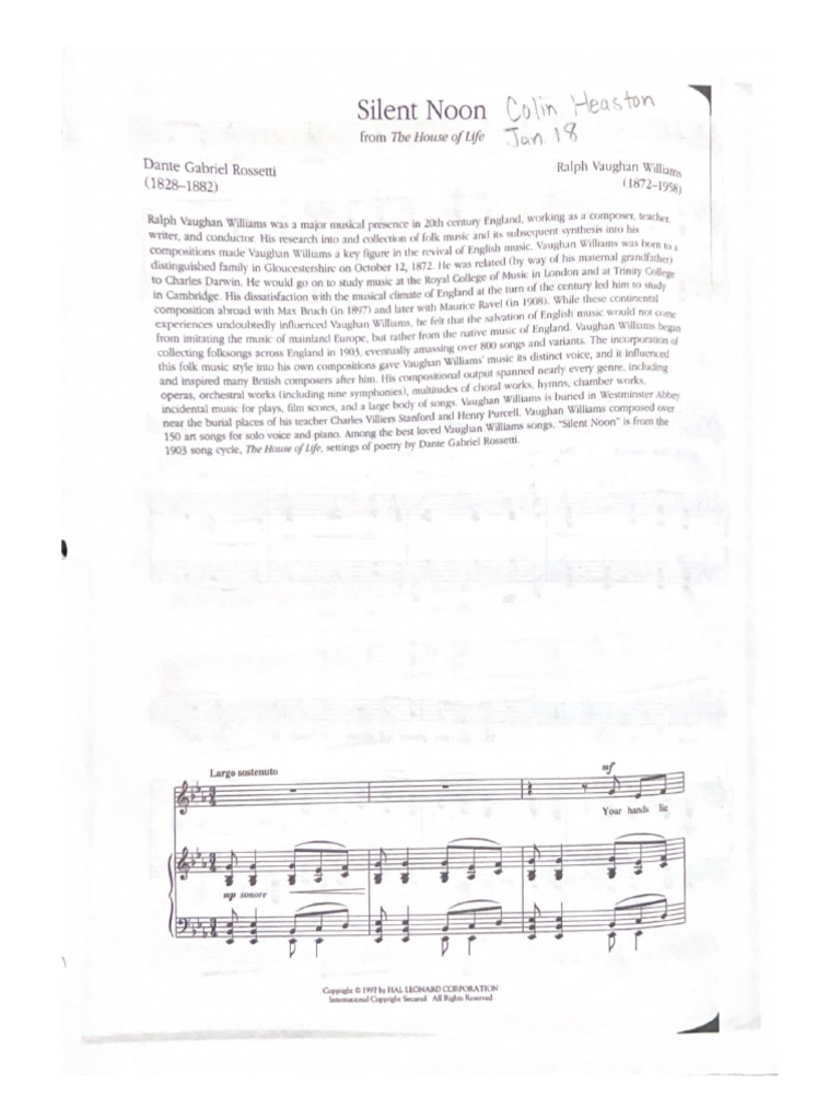 Silent Noon Colin Heaston | PDF