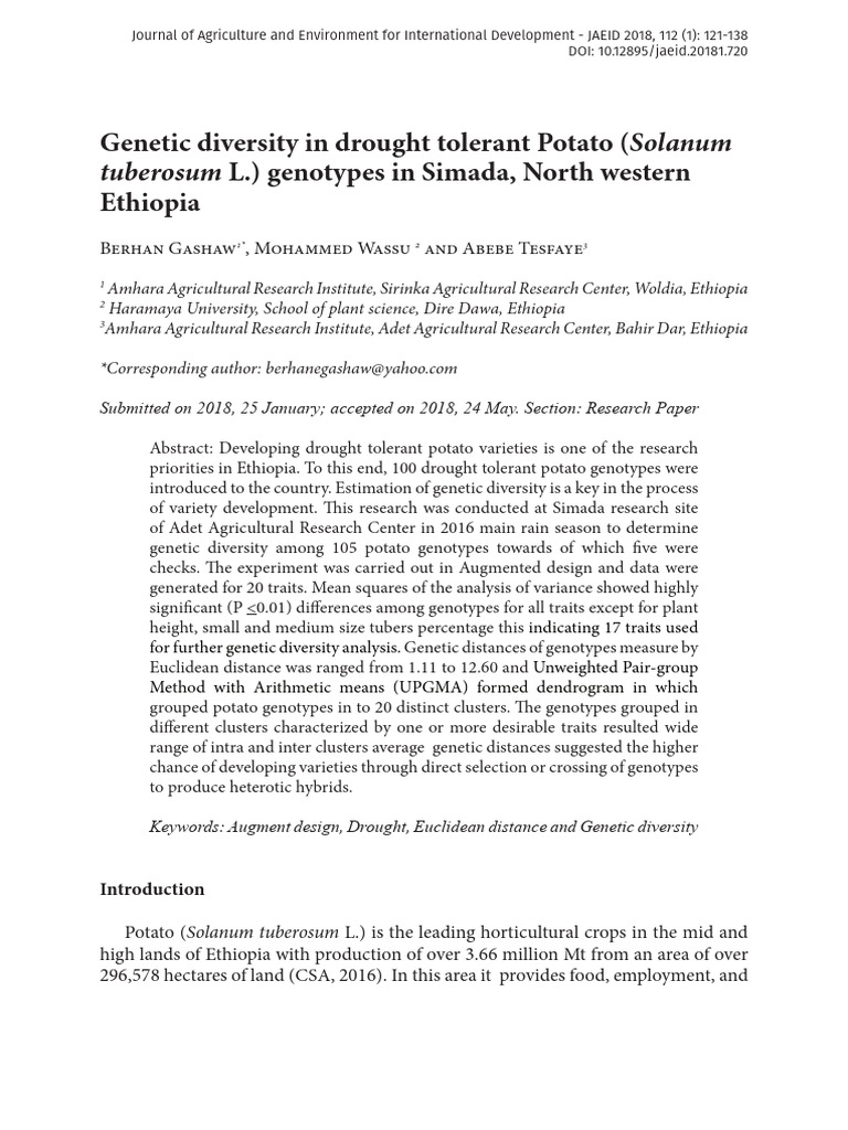 Gashaw 2018 | PDF | Potato