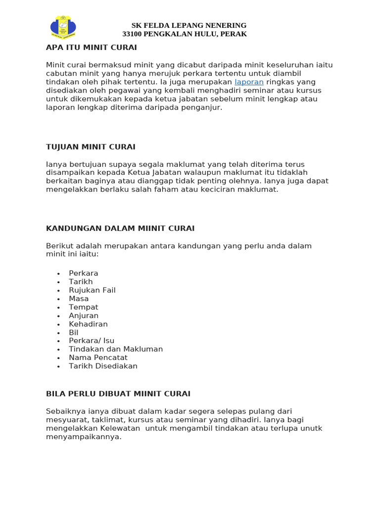 Format Minit Curai 2024 | PDF