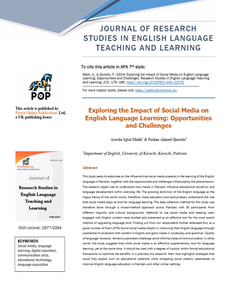 Exploring The Impact of Social Media On English La | PDF | Social Media ...