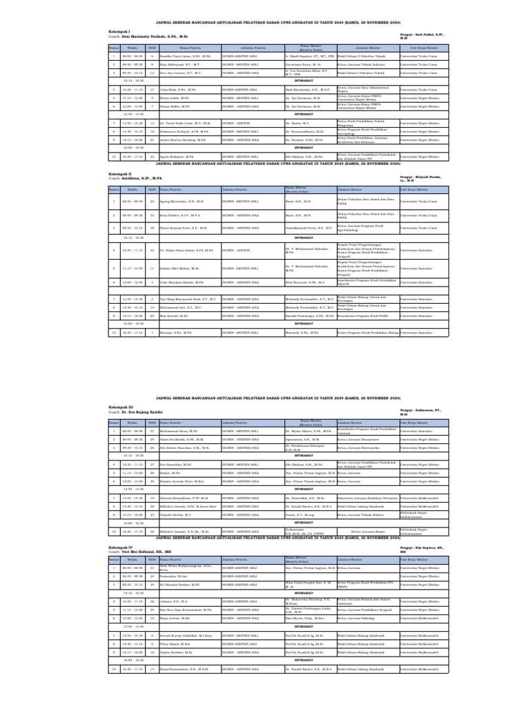 Jadwal Seminar Aktualisasi CPNS 2024 | PDF