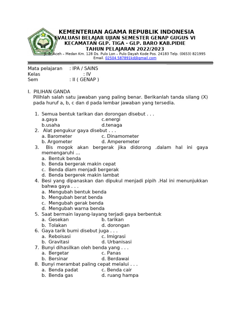 Soal Ipa KLS Iv | PDF