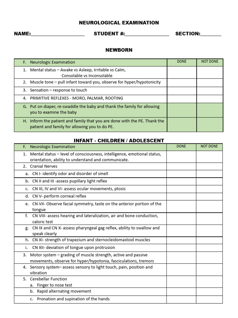 Neurological Examination | PDF | Wellness | Science & Mathematics