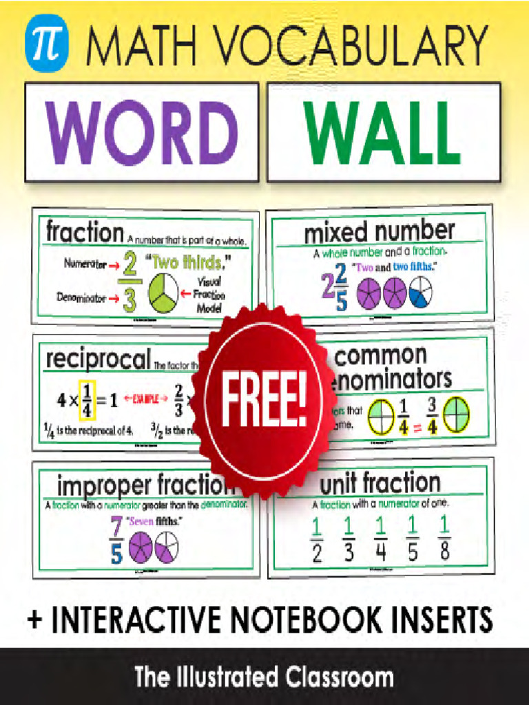 Free Classroom Decor ELA Math Word Wall Interactive Notebook Inserts-1 ...