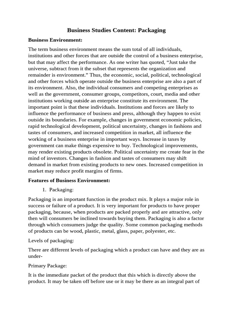 Impact of Packaging Changes on Business | PDF
