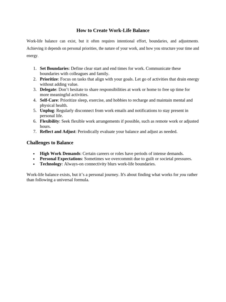 How To Create Worklife Balance | PDF