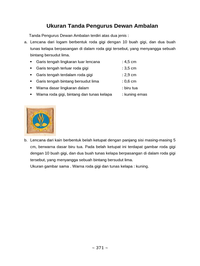 Ukuran Tanda Pengurus Dewan Ambalan 1 | PDF