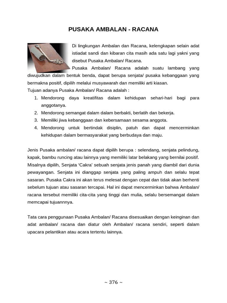 Pusaka Ambalan Dan Racana 1 | PDF | Karier & Perkembangan | Griya & Taman