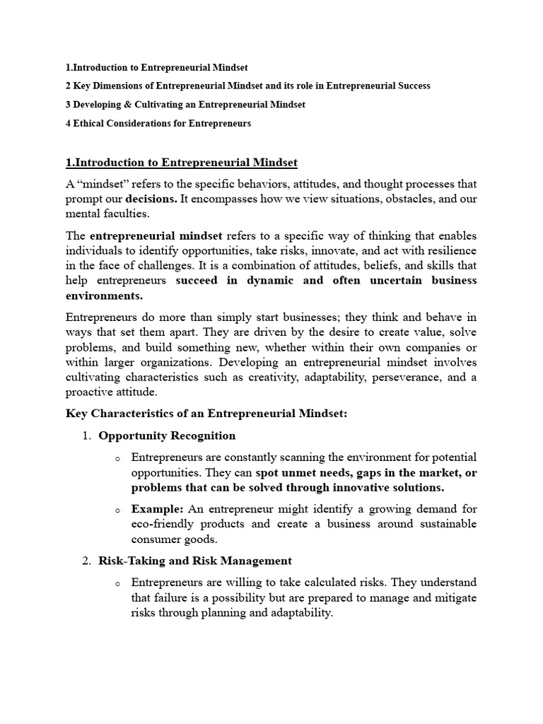 UNIT 2 Entrepreneurship Essential | PDF | Entrepreneurship | Self Efficacy