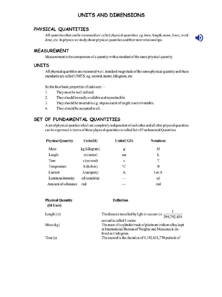 1 - Units, Dimensions | PDF