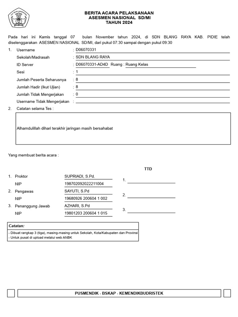Asesmen Nasional - Tahun 2024 GLM 4 | PDF