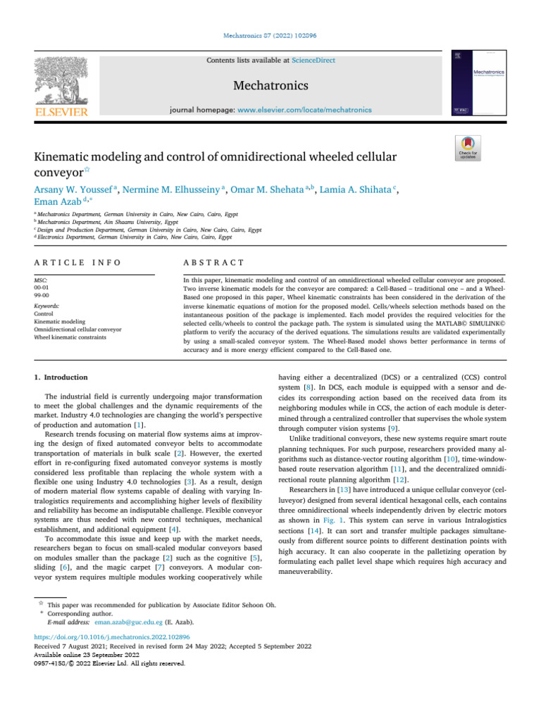 Kinematic Modeling And Control Of Omnidirectional Wheeled Cellular