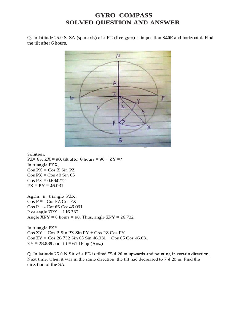 Gyro Compass Handout Part 2 | PDF | Azimuth | Compass