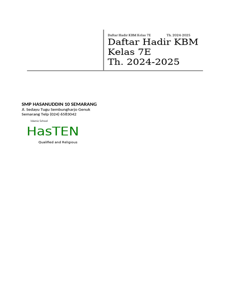 Cover Daftar Nilai 2024-2025 | PDF