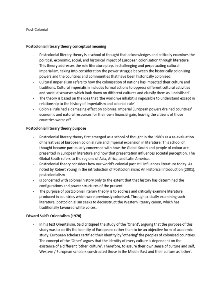 Understanding Postcolonial Literary Theory | PDF | Postcolonialism ...