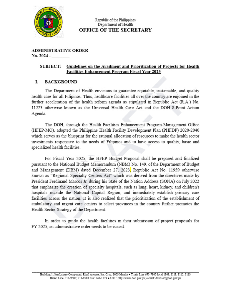 (DRAFT FOR SHARE) AO HFEP 2025 Availment Guidelines | PDF | Public Services | Social Programs