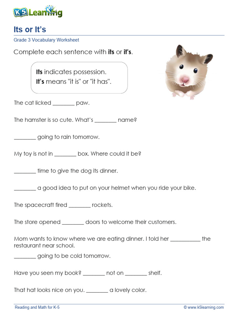 3rd Grade Its or It Is Sentences 1 | PDF | Language Arts & Discipline