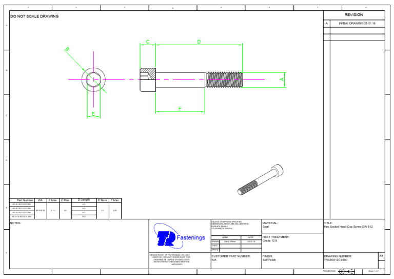 Hex Socket Cap Screw Drawing | PDF | Screw | Industrial Processes