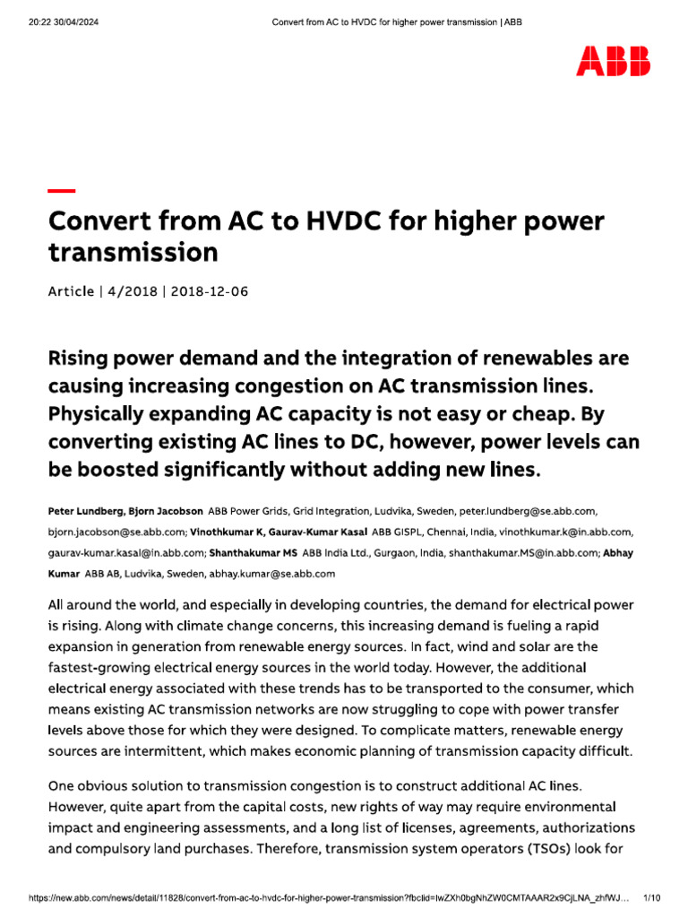 Convert From AC to HVDC for Higher Power Transmission _ ABB | PDF