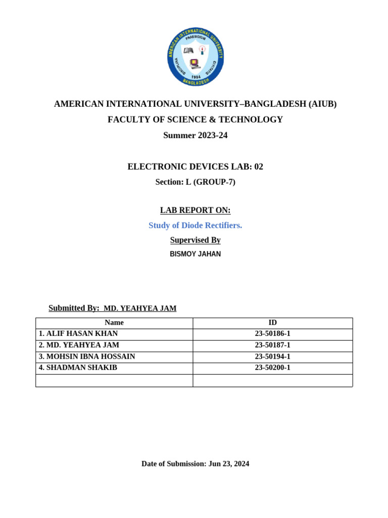 Exp2 - Study of Diode Rectifiers | PDF | Rectifier | Diode