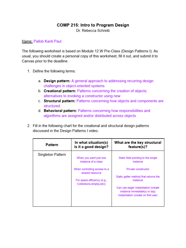 Module 12.W Pre-Class Worksheet - Pallob Kanti Paul | PDF | Class ...