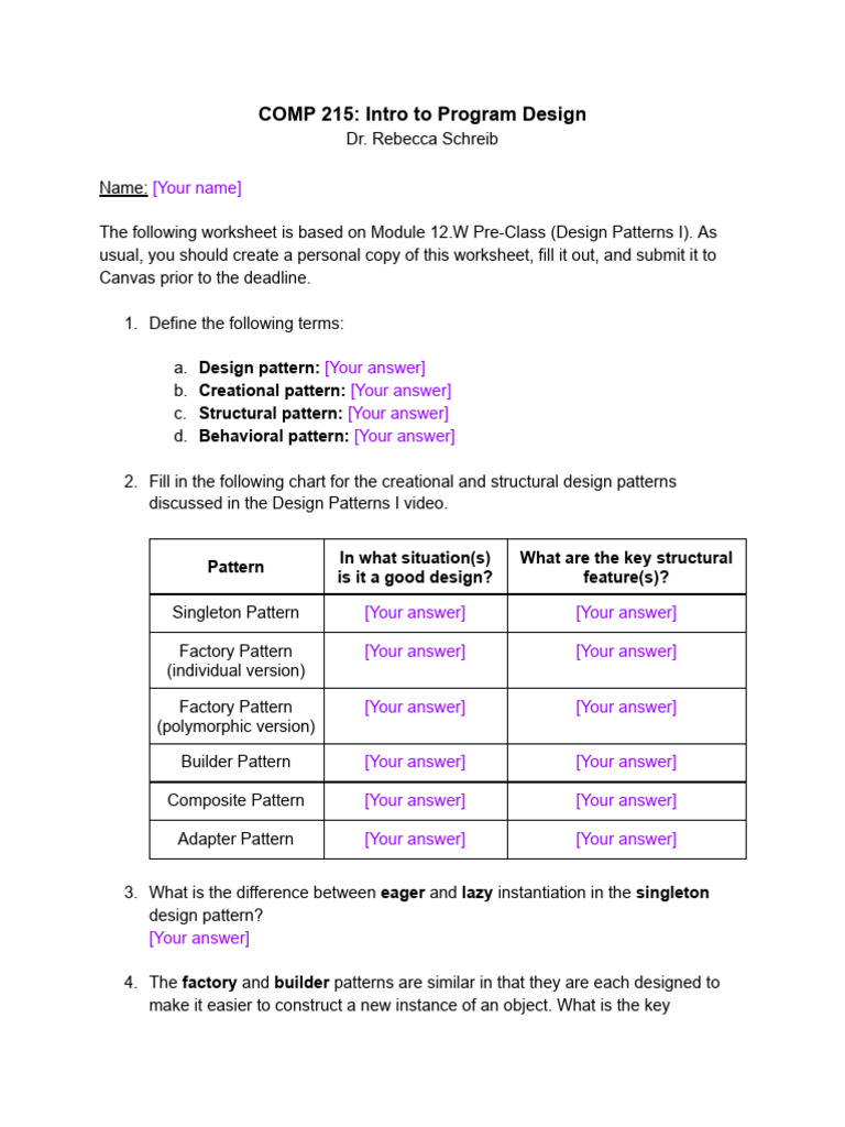 Module 12.W Pre-Class Worksheet | PDF | Art
