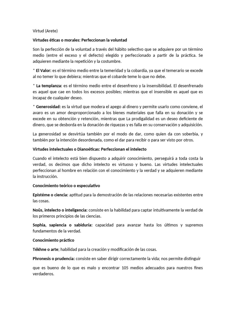 Virtud (Arete) | PDF