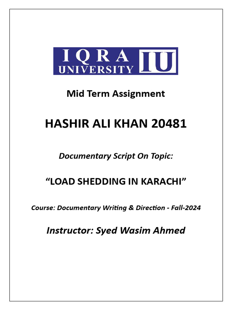 Hashir Ali Khan 20481 Load Shedding Script | PDF | Business | Social Science
