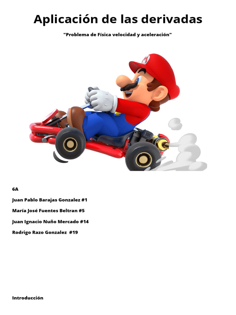 Aplicación de Las Derivadas: "Problema de Física Velocidad y Aceleración" | PDF | Velocidad ...