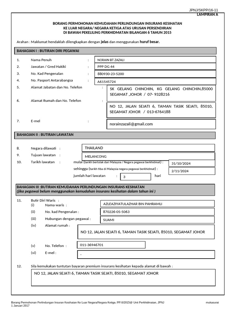 Borang Insurans | PDF