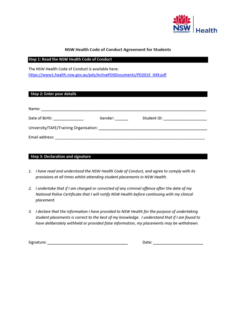 Code of Conduct Declaration Form November 2020 | PDF