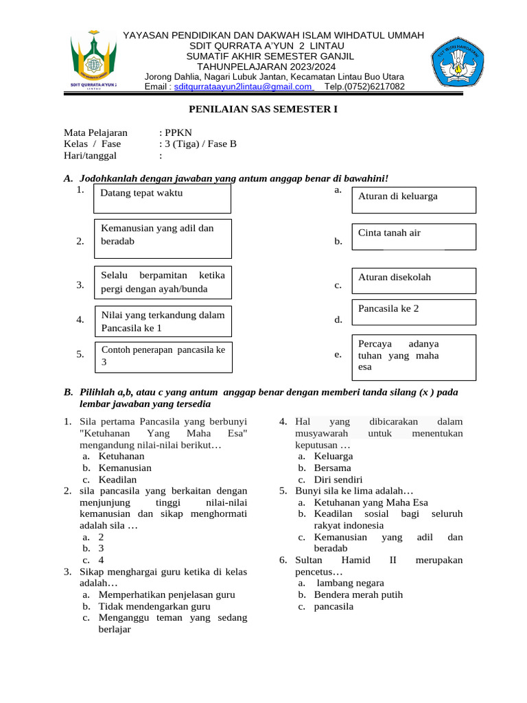 Soal Sas PKN 1 Fixx | PDF