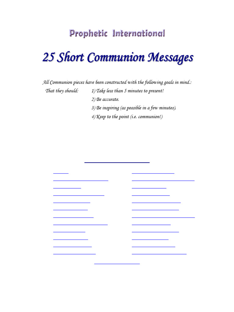 1-25 Communion Messages | PDF | Jesus | Eucharist