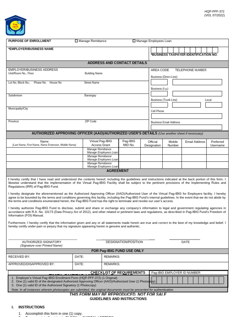 PFF372 - EmployersVirtualPagIBIGEnrollmentForm - V03 | PDF | Signature