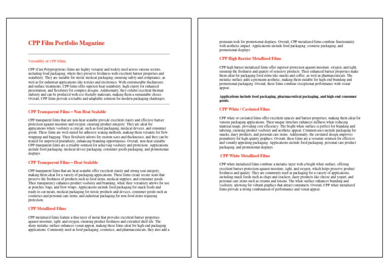 CPP Film Applications and Properties | PDF | Packaging And Labeling ...