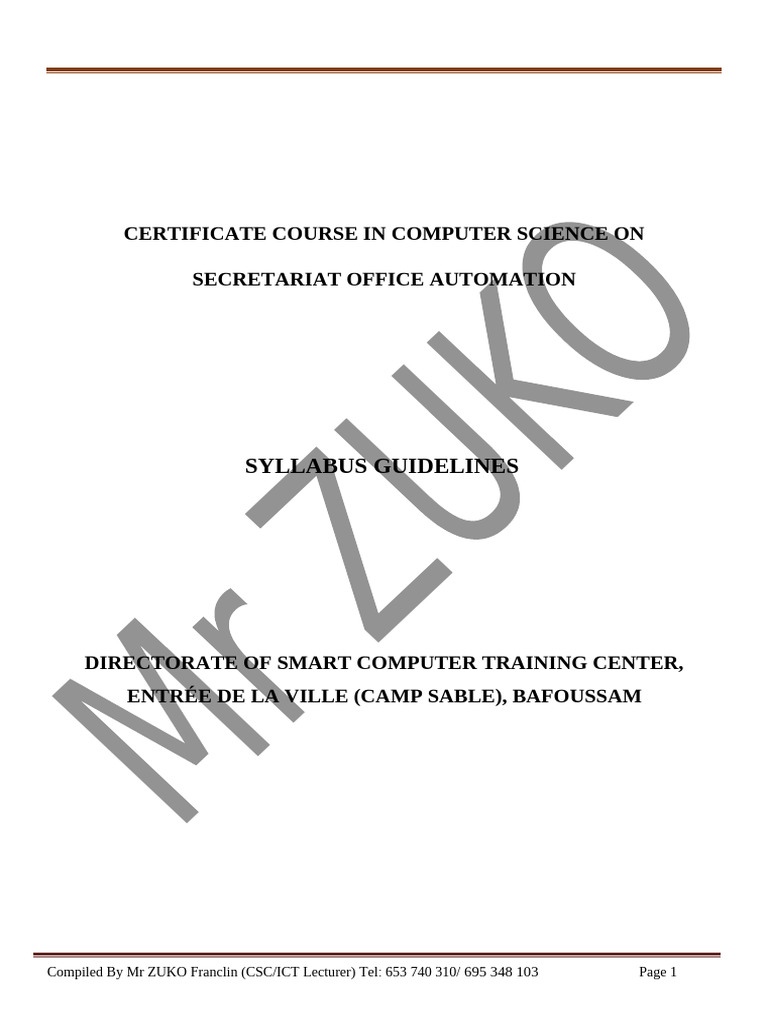 Office Automation Syllabus | PDF | Spreadsheet | Microsoft Excel