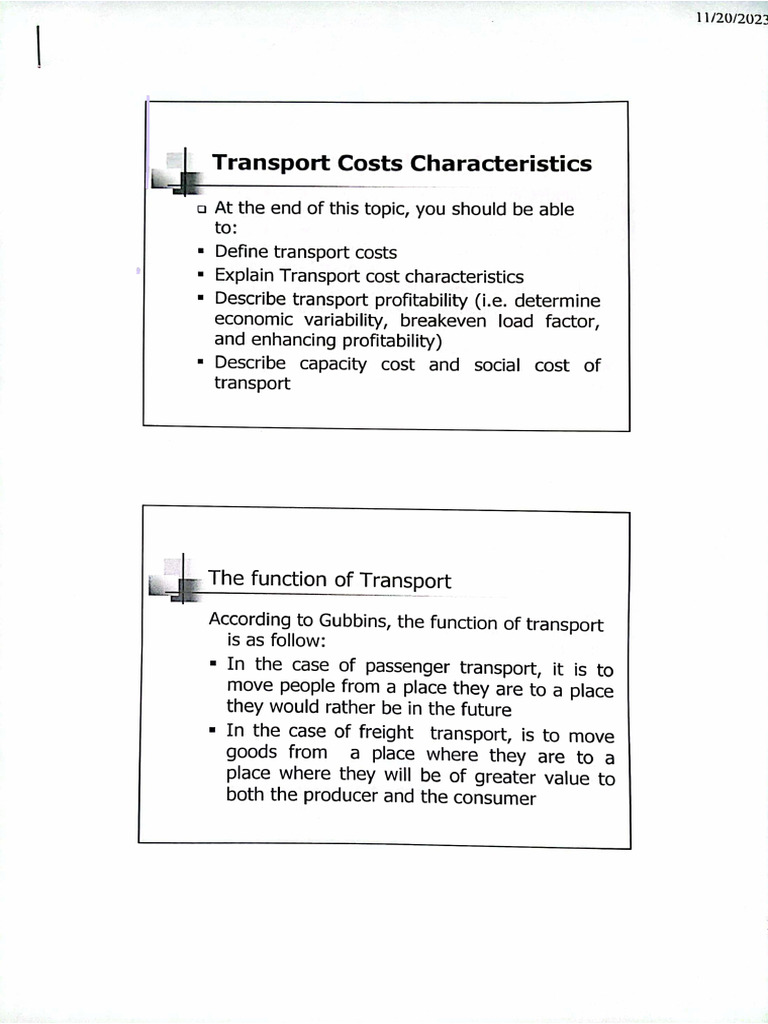 Transport Accounting Notes | PDF