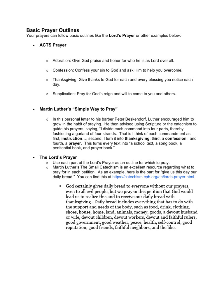 Basic Prayer Outlines | PDF | Prayer | Lord's Prayer