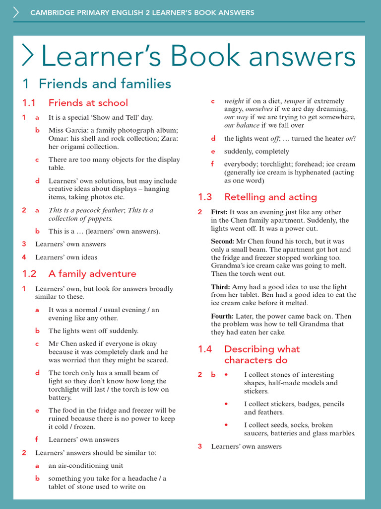 Cambridge Primary English 2 Answers | PDF