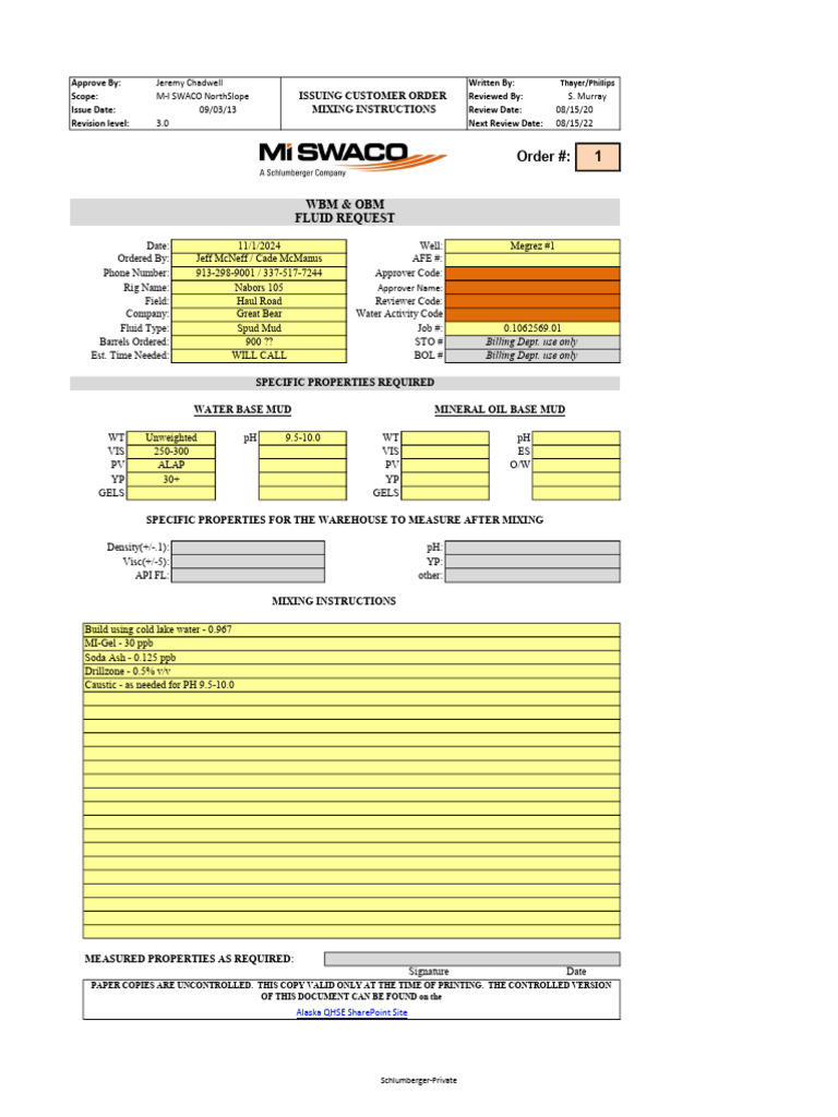 1 Great Bear Spud Mud Order | PDF